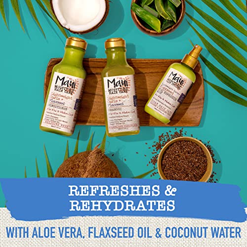 Maui Moisture Lightweight Curls + Flaxseed Curl Refresher Mist, Conditioning and Moisturizing Spray with Aloe Vera, Flaxseed Oil, Coconut Water, Vegan, Paraben Free, Silicone Free, 8 Fl Oz