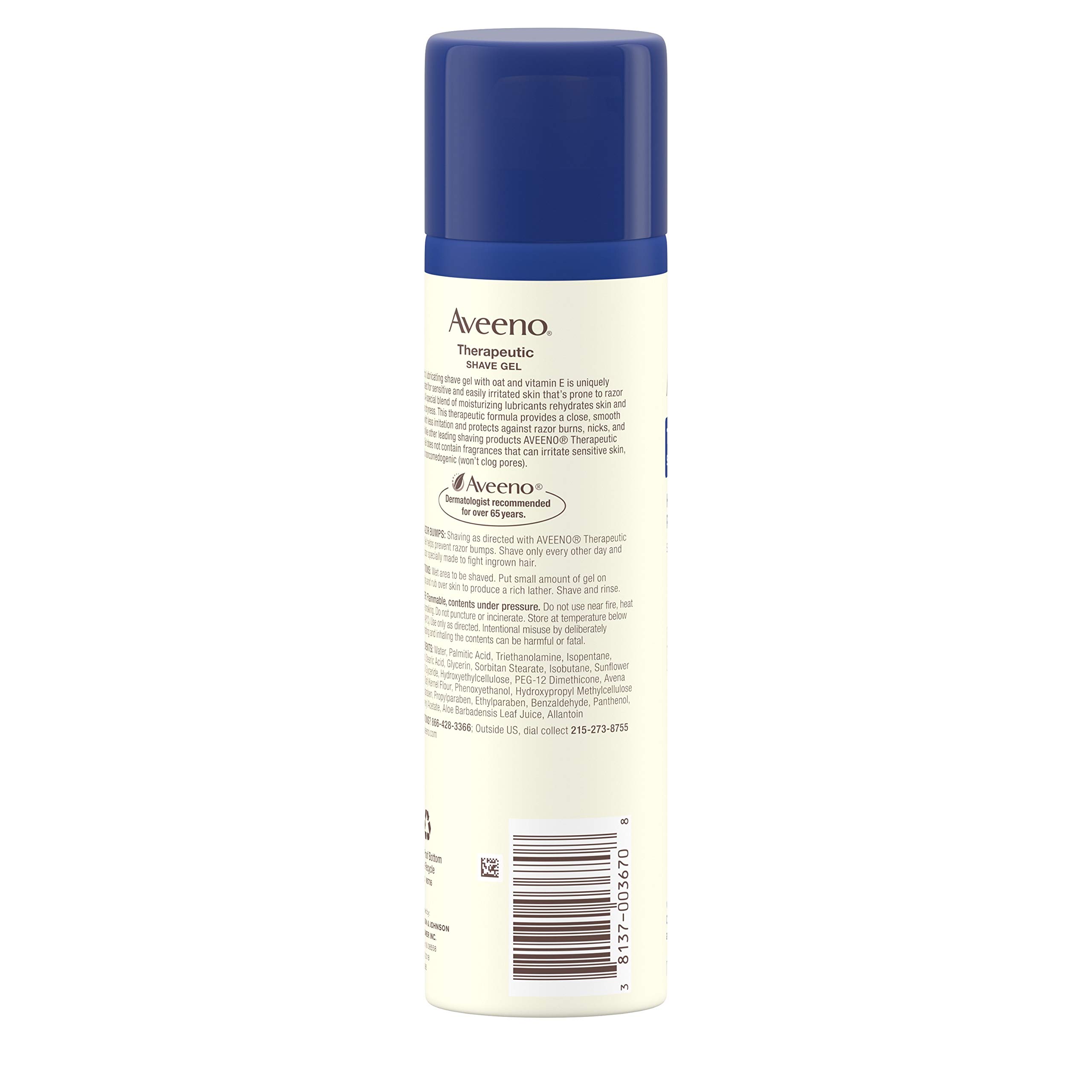 Aveeno Therapeutic Shave Gel with Oat and Vitamin E to Help Prevent Razor Bumps and Soothe Dry and Sensitive Skin, No Added Fragrances and Non-Comedogenic, 7 oz (Pack of 3)
