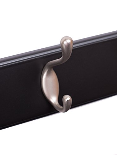 BIRDROCK HOME Oval Hook Coat and Hat Rack - 4 Hooks - 17 Inch - Wall Mount - Towel Leash Backpack Hook - Home Entryway Organization - Brown Finish - Bronze Hooks