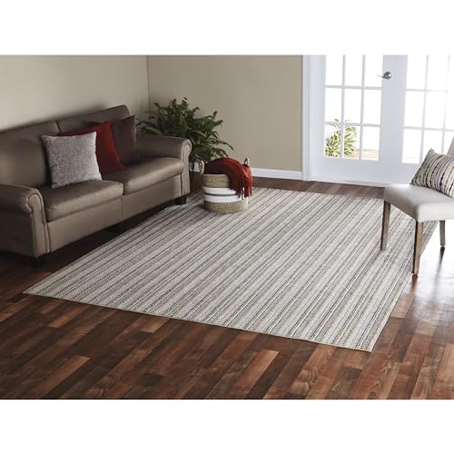 Garland Rug Carnival Stripe Assorted Earth Tone 12'x12' Modern Stain Resistance Area Rug
