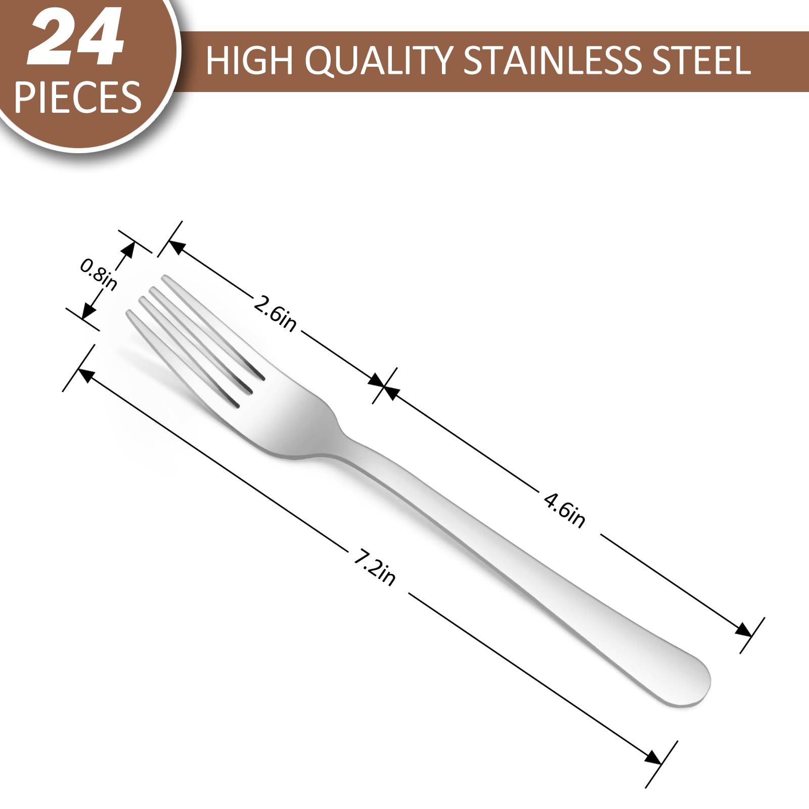 OPOLIA 24 Pieces Dinner Forks Set, Food Grade Stainless Steel Forks Silverware, Classic Elegant Design for Home,Kitchen or Restaurant,Dishwasher Safe,8 inch