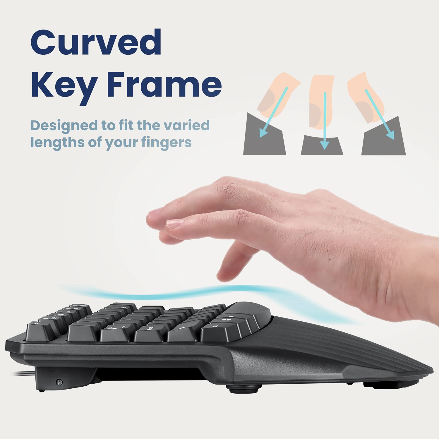 Perixx PERIBOARD-413B US, Wired USB Ergonomic Compact Split Keyboard - 15.75x10.83x2.17 inches TKL Design - Black - US English