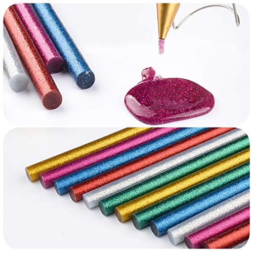 BATDIYOW Mini Glitter Glue Gun Sticks Colored 30 PCS 6 Colors 0.27 in x 4 in Compatible with Most Glue Guns