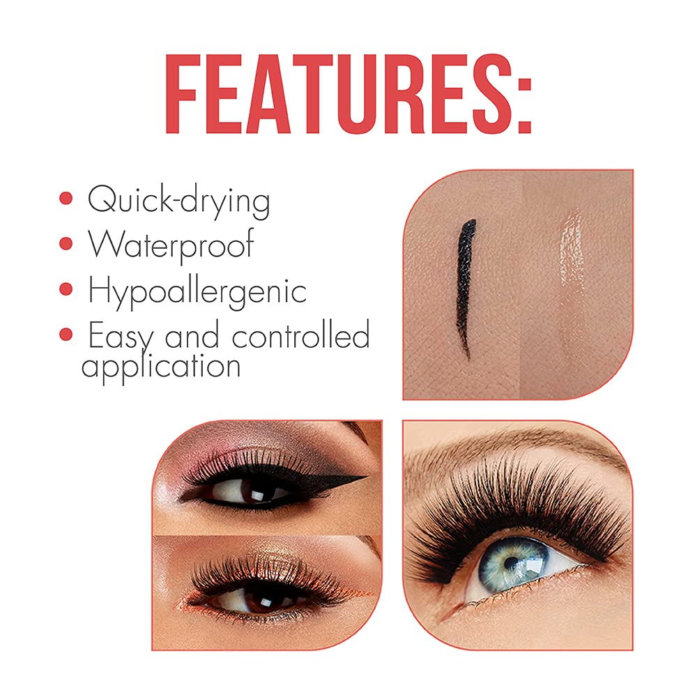 DUO Adhesives 2-in-1 Brush On Clear & Dark Adhesive, Dual-Ended Two Color Choice False Eyelash Adhesive Solution for Strip Lashes, 0.18 oz 1-Pack
