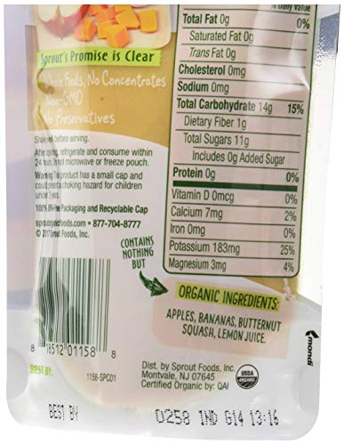 Sprout Organic Baby Food, Stage 2 Pouches, 6 Flavor Fruit & Veggie Variety Pack, 3.5 Oz Purees (Pack of 12)
