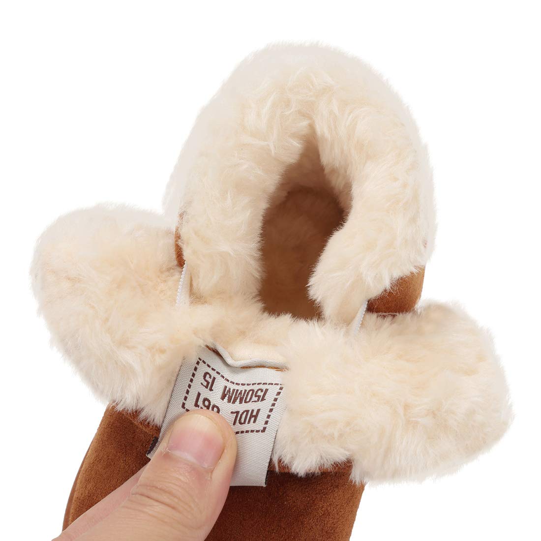 KEESKY Boy Toddler Boots Brown Fur Lined Warm Winter Shoes Size 7 M Toddler