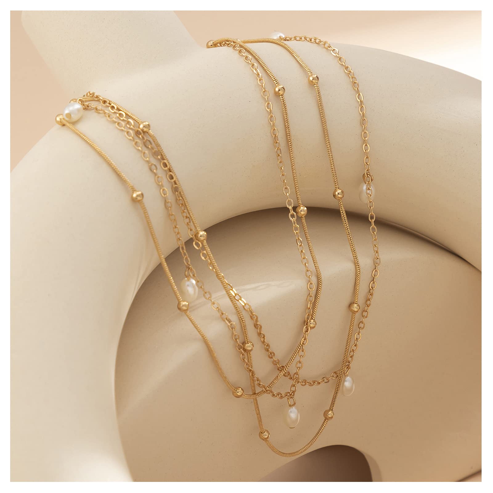 2Pcs Summer Beaded Waist Chain Metal Bikini Multi-Layer Waist Belly Chain Sexy Beach Beads Body Chain Pearl Simple Waist Chain for Women