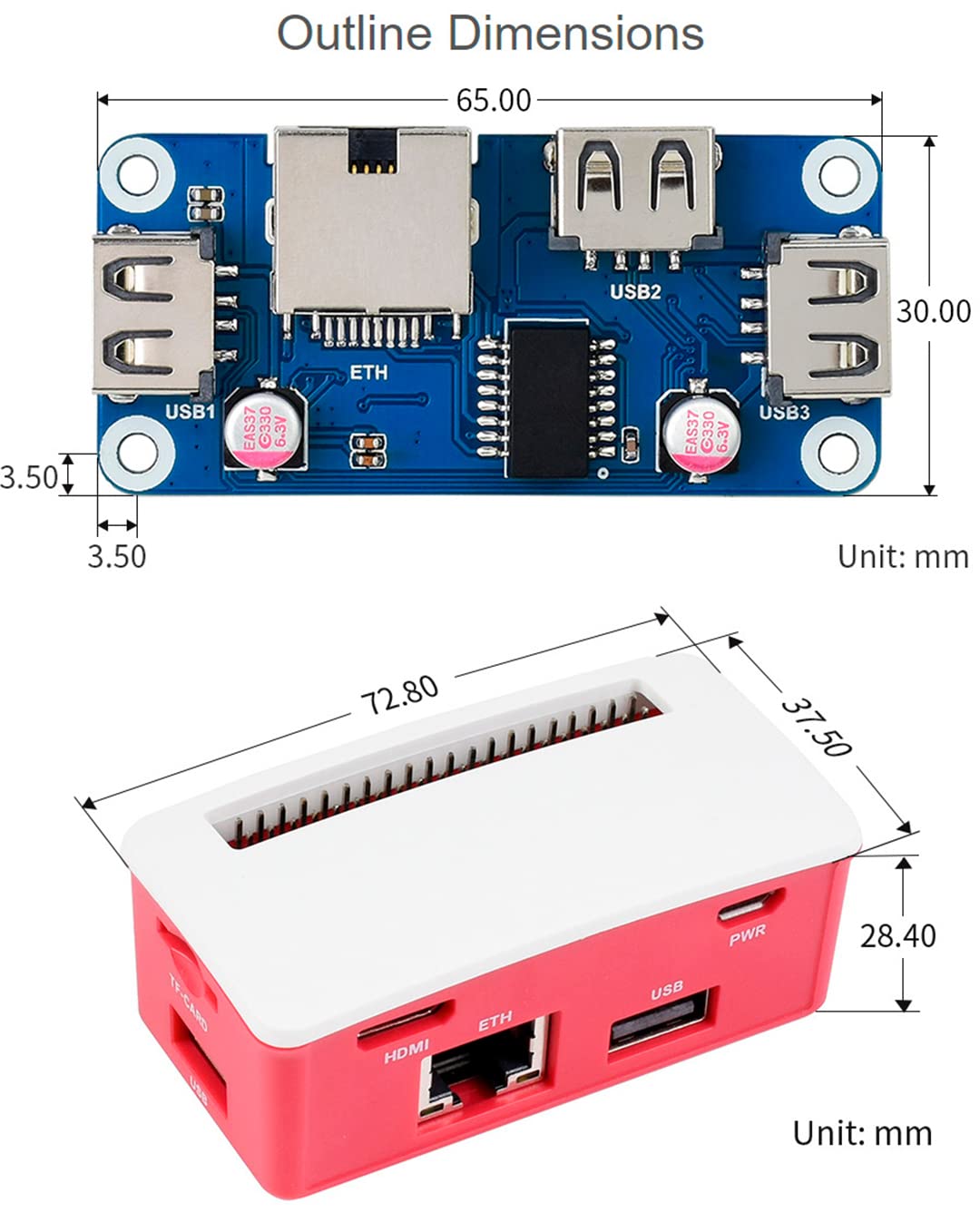 waveshare ETH-USB-HUB-Box for Raspberry Pi Zero Series