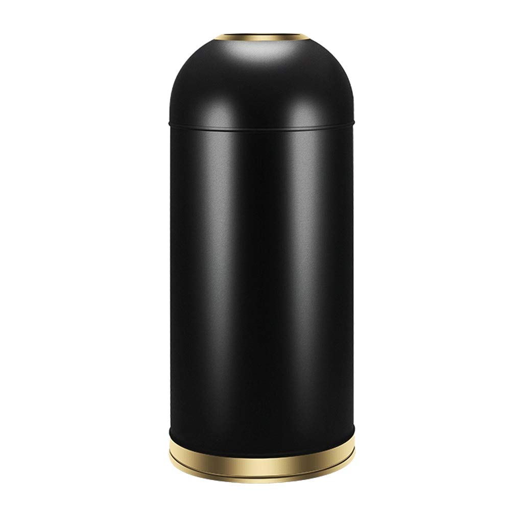 Trash cans Indoor Outdoor Stainless Steel Barrel-Shaped Open Top Trash Can 52 Liters/13.7 Gallons,Without Lid,with Removable Inner Barrel,Commercial Grade Garbage Bin (Color : Black Gold, Size : 13.