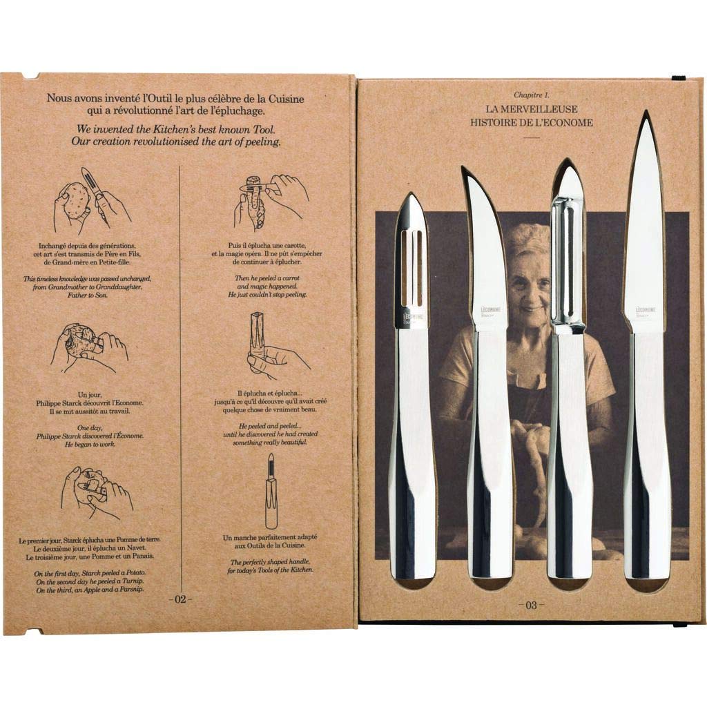 DEGRENNE | Luxury French Kitchen Peelers | L'Econome by Starck Collection | Set of 4 | Satinless Steel