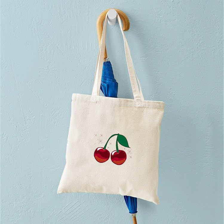 CafePress Sparkling Cherries Tote Bag Natural Canvas Tote Bag, Reusable Shopping Bag