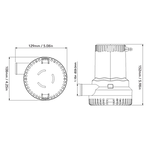 Bilge Pump 2000 GPH, Non Vibration Silent Free Operation Bilge Pump Micro for Marine Sewage (24V)