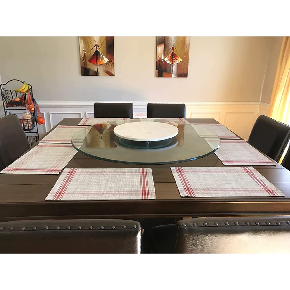 23" Glass Lazy Susan Turntable for Dining Table with Swivel Assist System Round Tabletop Rotating Tray Centerpiece Large Serving Plate Silent & Smooth Spin (23-in)