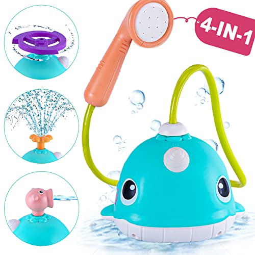 Bath Toys for Toddlers 1-3, Baby Toys 12-18 Months, Mold Free Whale Water Spraying Bath Toy with Sprinklers & Shower Head, Bathtub Pool Bathroom Shower Toy Gifts for Toddler Infant Kids Boy Girls