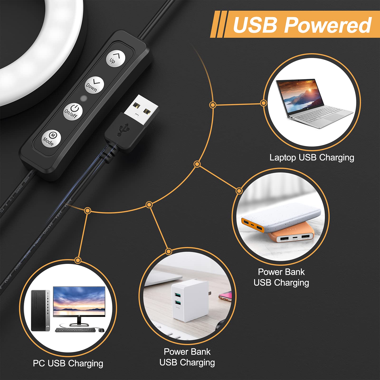 Ring Light for Laptop Computer, Ruyilam Video Conference Lighting Kit with Clip and Tripod, Desktop PC Selfie Dimmable Light with Stand Ring Light for Live Streaming, Video Recording, Makeup