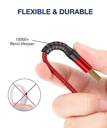 JSAUX Hard Drive Cable [2 Pack,0.3M+1M] USB 3.0 A to Micro B Nylon Cable Compatible with Portable External Hard Drives,WD Elements,Seagate Expansion,Toshiba,Samsung M3 1TB/Galaxy S5/Note 3-Red