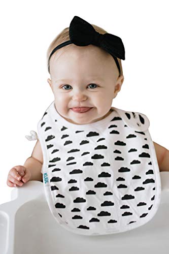 KUDL Baby Bibs Large Burpy Cloth 4 Pack Gift Set Soft Absorbent Feeding Reflux Drool Teething Bibs, Adjustable Snap Buttons, Funny Designs for Boys & Girls - Aztec Black & White