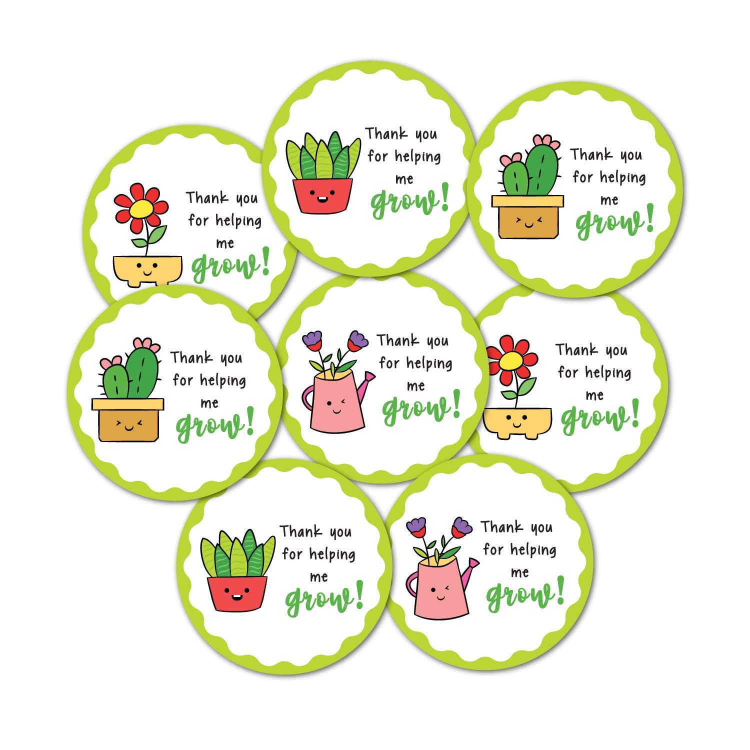 weRevel Helping Me Grow Theme Gratitude Stickers, 40 Count, 2 Inches, Round, 4 Unique Designs