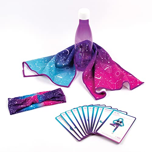 3C4G Celestial Yoga Accessory Set - Yoga Set Includes Kids Water Bottle, Yoga Towel, Yoga Headband & Kids Yoga Cards - Yoga Accessories for Girls Ages 6-8-10-12-14-16 by Make It Real