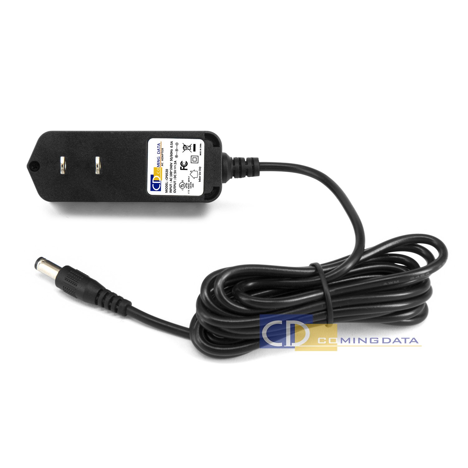 Coming Data 5V 2A 10W AC/DC Adapter Power Supply w/5.5x2.1/2.5mm DC Barrel Connector (UL Certified)