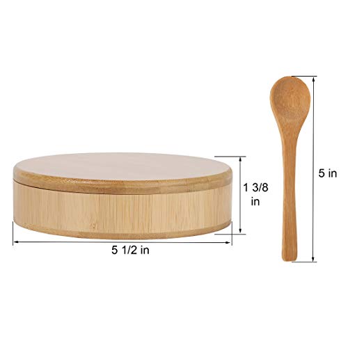 Lily's Home Barkeeper's Salt Box, Bamboo Spice Storage Box with Magnetic Lock and a Bamboo Spoon. Margarita Rim Salting Dish