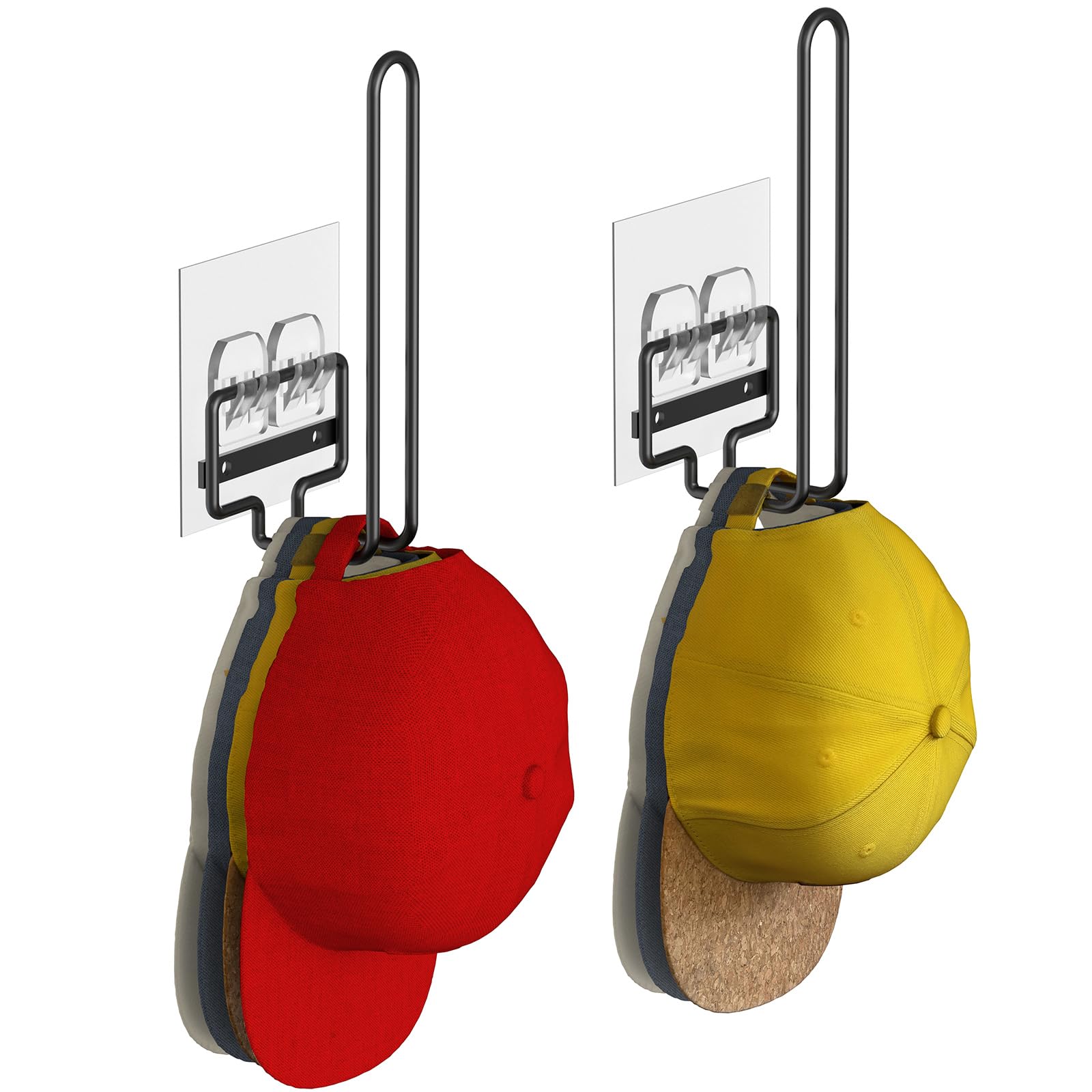 ORLESS Hat Rack for Baseball Caps, Adhesive 2 Pack Hat Organizer for Wall Mount, Storage Holds Up to 20 Caps, Hat Holder for Closet Bedroom, Strong Hat Hanger