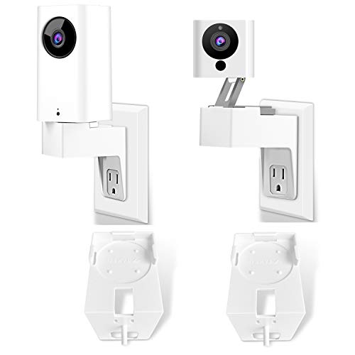 Wall Mount Compatible with Wyze Cam 1080p HD Camera, Compatible with Wyze Cam Pan, 360 Degree Swivel AC Outlet Wall Plug Mount Stand Holder Bracket (2 Pack)