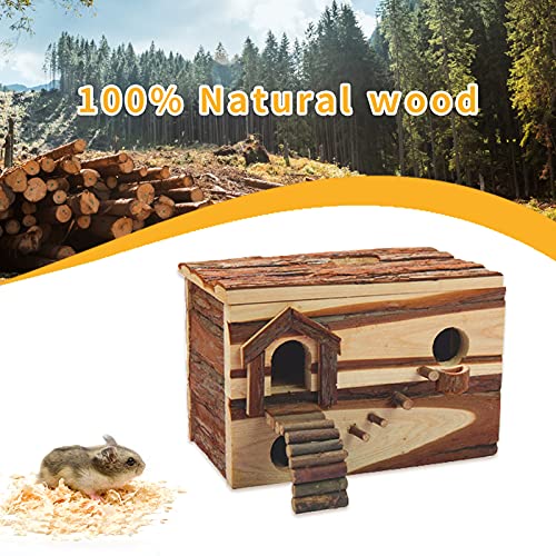 Beaks And Paws B&P Wooden Hamster House Hideout, Hamster Toys for Gerbils, Guinea Pigs, Dwarf Hamster, Small Animal,with Ladders Bridge