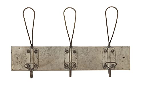 Deco 79 Wall Hook, 18" L x 4" W x 11" H, Grey