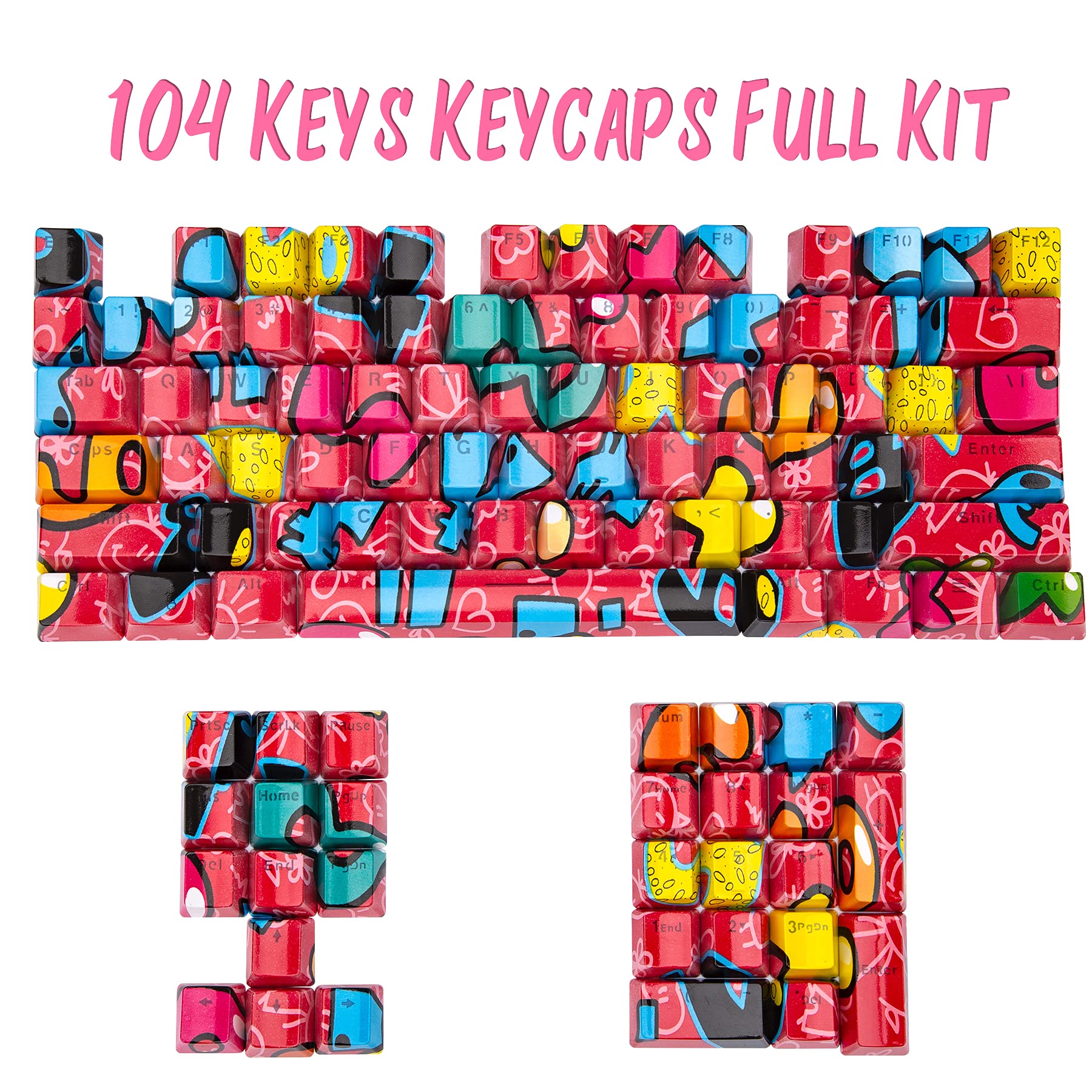 UniCusMech ABS Keycaps 104 Keys OEM Profile Gaming Keycap Set Backlight Frosted Thickened for Cherry MX Gateron Kailh Switch Mechanical Keyboard(Red)