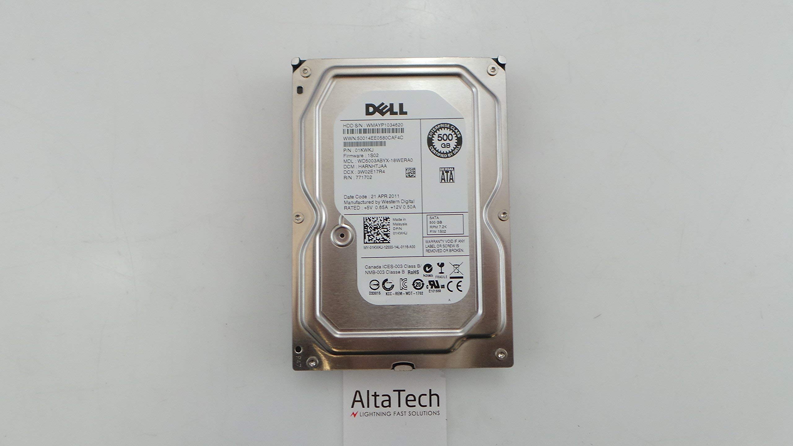 DELL 1KWKJ Dell 500Gb SATA 7.2k 3.5 Hard Drive (Renewed)