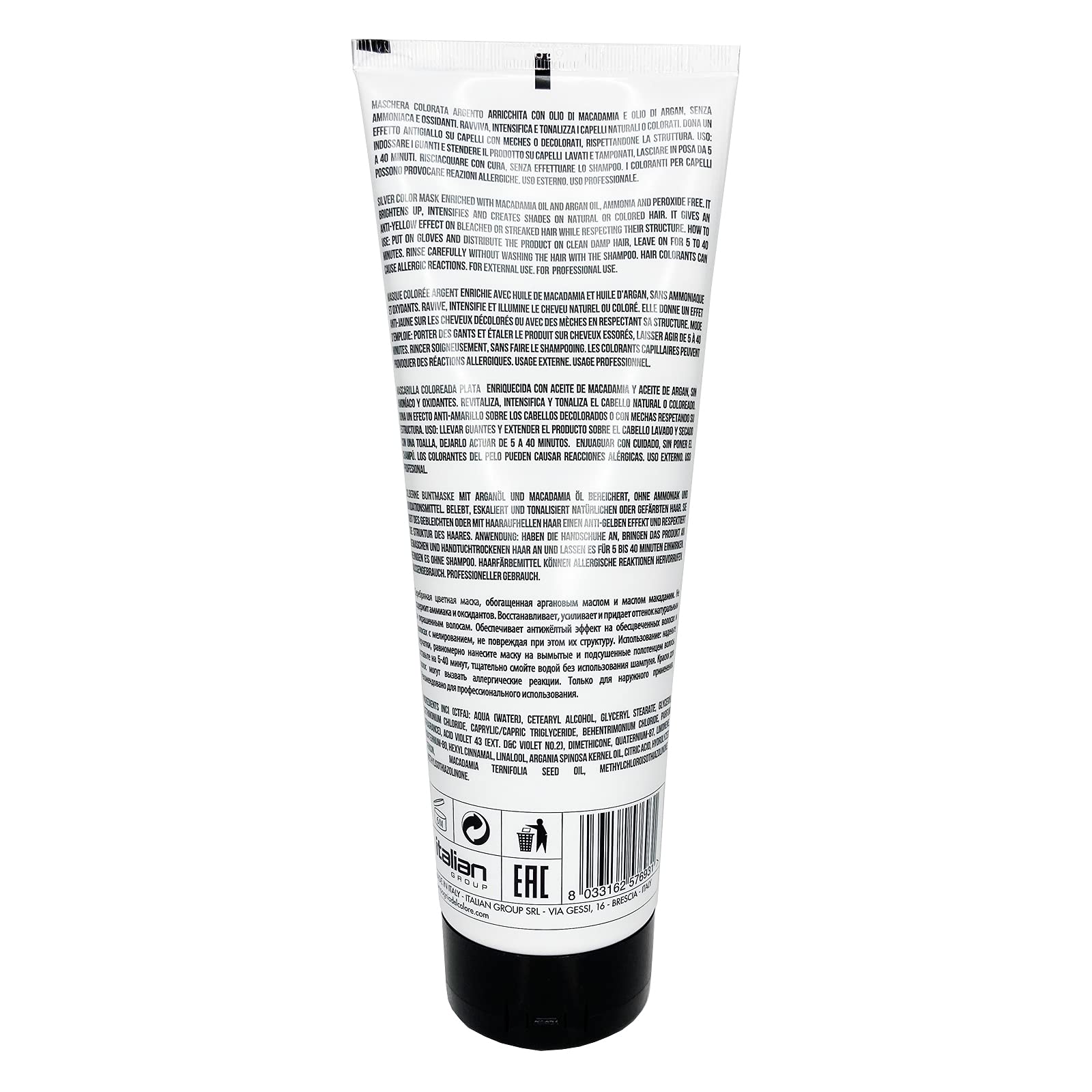 Compagnia Del Colore Coloring and Nourishing Hair Mask 8.45 Oz Free Starry Lipgloss 10 Ml (Silver)