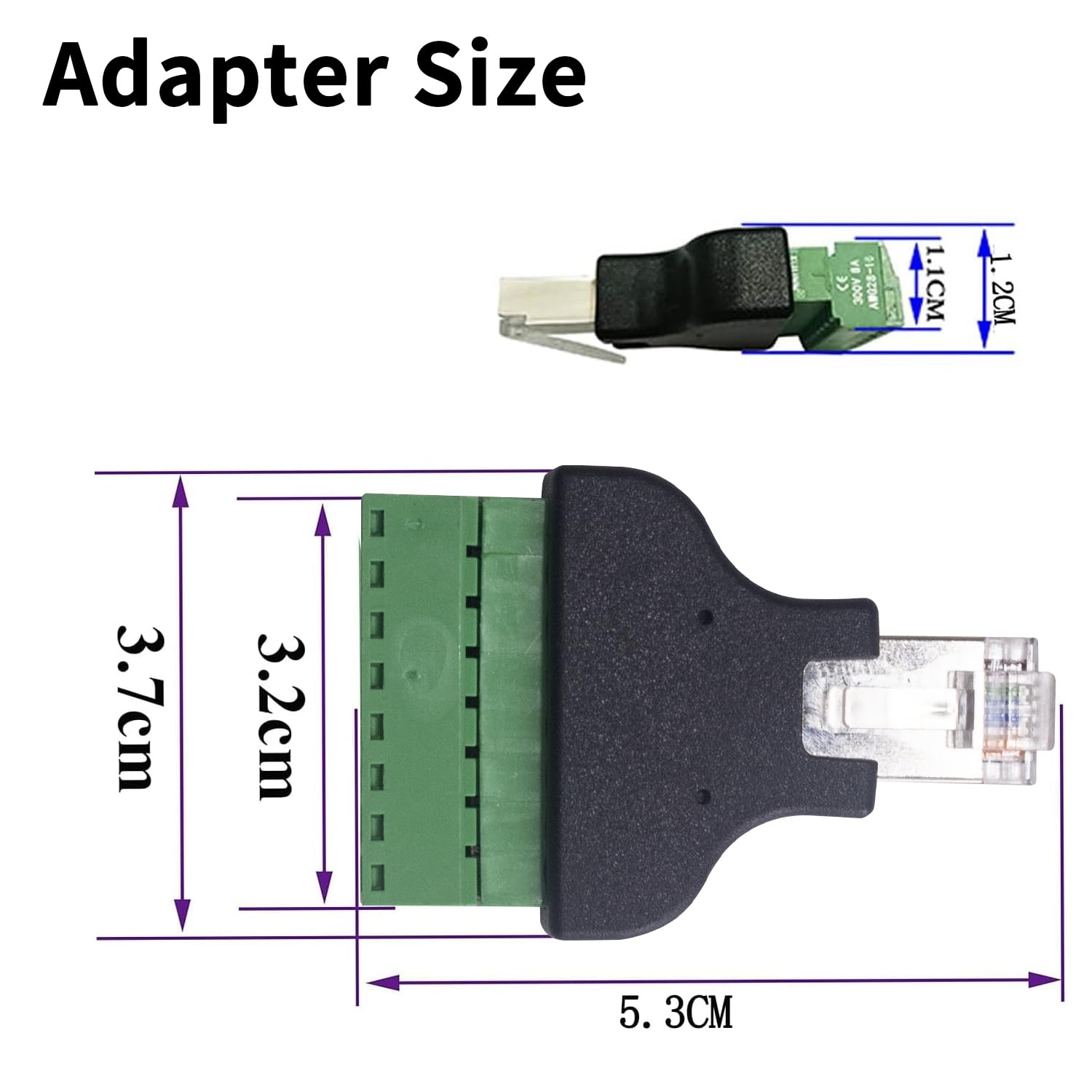 Poyiccot RJ45 Screw Terminal Adapter/Network RJ45 Ethernet Adapter, RJ45 Breakout Board / 8p8c Male to 8 Pin AV Terminal Screw Adapter Converter Block Plug for CCTV, Cat5, Cat6 (2pack)