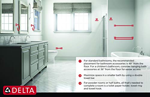 Delta Faucet 79936-BL Pivotal Wall Mounted Double Towel Hook in Matte Black, Bathroom Accessories