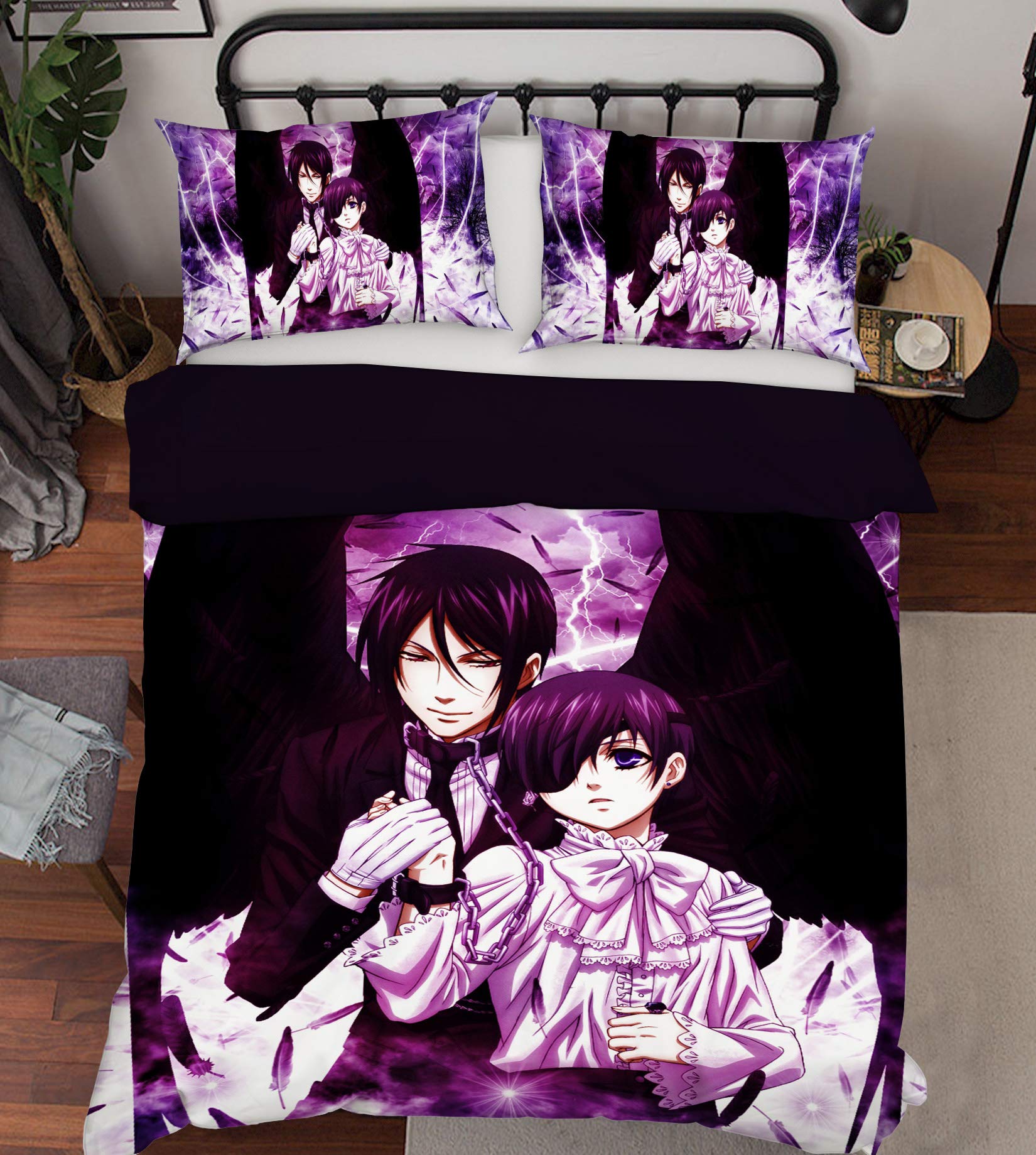 3D Black Butler 2592 Japan Anime Game Bedding Pillowcases Quilt Duvet Cover Set Single Queen King | 3D Photo Bedding, AJ US Panda (Twin)