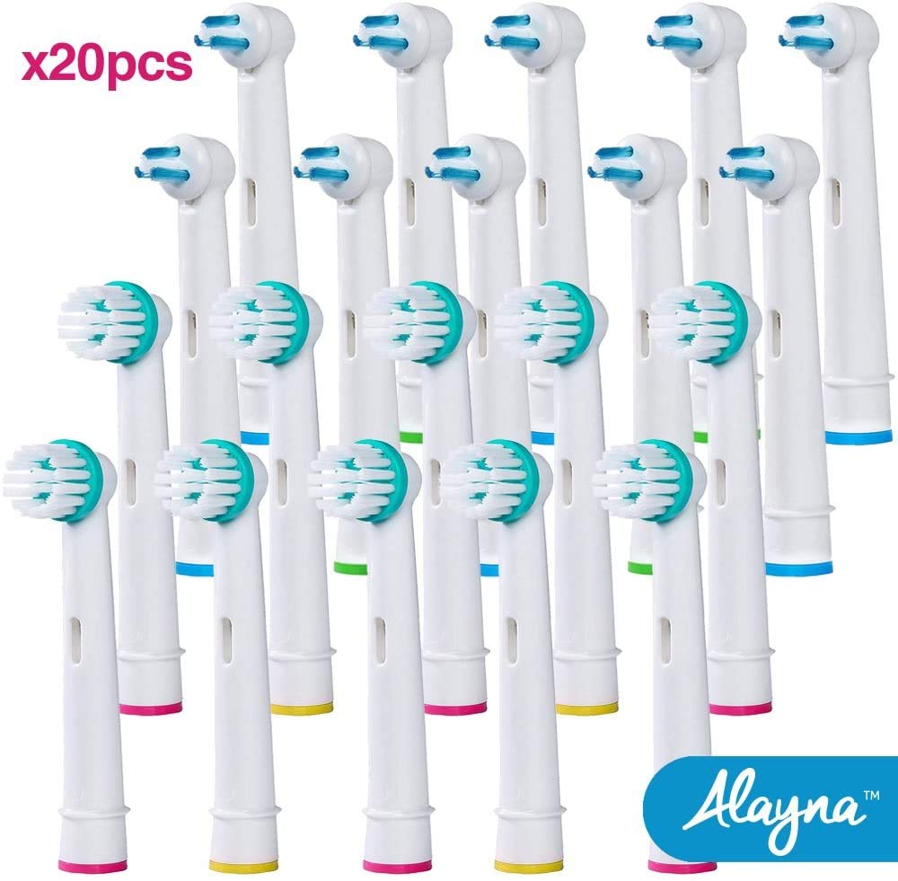 Compatible Oral-B Electric Toothbrush Ortho and Power Tip Bristle Replacement Head - 20-Pack | Braces Brush Heads with Dupont Bristles | Interproximal Clean with Orthodontic Brushes | Clean Retainers