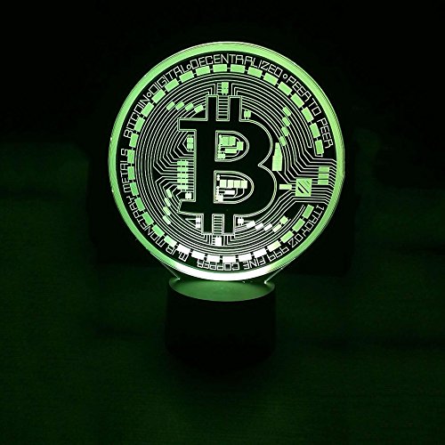 MOLLY HIESON 3D Bitcoin Sign Night Light Table Desk Optical Illusion Lamps 7 Color Changing Lights LED Table Lamp Xmas Home Love Birthday Children Kids Decor Toy Gift