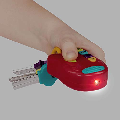 Battat Toy Keys – 3 Keys & Remote with 4 Fun Sounds – Mini Flashlight – Toy Car Keys with Fob for Baby, Toddler – Light & Sound Keys – 10 Months + Red, 6 x 1.25 x 7.5 inches