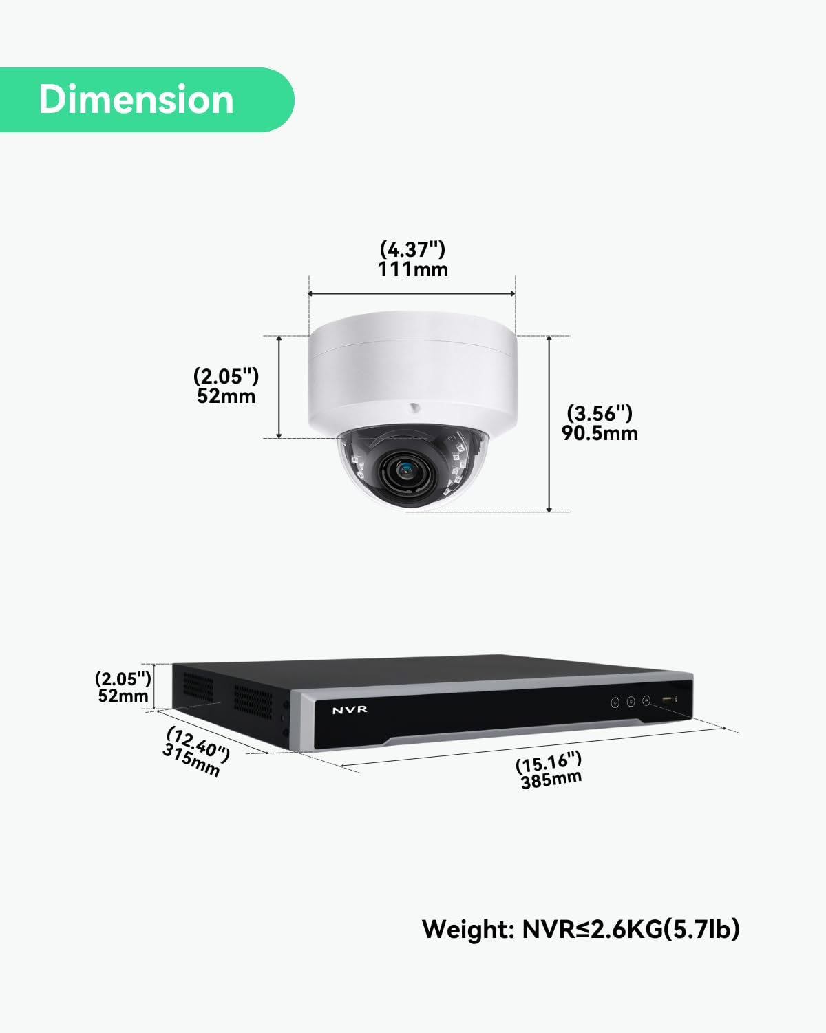 LINOVISION PoE Security Camera System with 8ch 4K POE NVR, (4) 4K Outdoor PoE Dome Cameras with Mic for One Way Audio, Hik Connect or Guarding Vision APP, 2TB HDD, for Business and Home Security