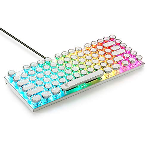 E-YOOSO Z-14 Mechanical Gaming Keyboard 104 Key, Red Switch Full-Size Computer Keyboards, Solid Yellow Backlit Mechanical Keyboard for PC Gamer, Black (Z-88 RedW)