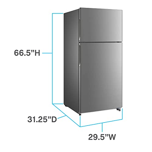 Avanti FF18D3S-4 FF18D cu.ft. Apartment Size Refrigerator, Full Fridge Free Technology Prevents Frost Build-up with Adjustable Shelves, Door Bins & Crisper Drawers, 18 cu. ft, Stainless Steel