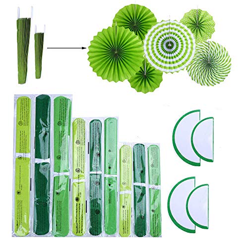 Luckystar St Patricks Day Party Decorations Green Party Decorations Kit Green Paper Fans Decoration Set (Grass Green)