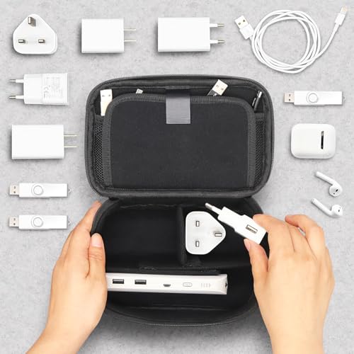 sisma Travel Cords Organizer Universal Small Electronic Accessories Carrying Bag for Cables Adapter USB Sticks Leads Memory Cards, Grey 1680d Fabrics