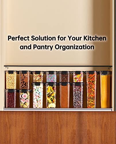 Airtight Food Storage Container Set, 15 Pack Cereal Containers Plastic Food Canisters with Lids, BPA Free,for Pantry Organization Flour Sugar Storage, Marker and Labels