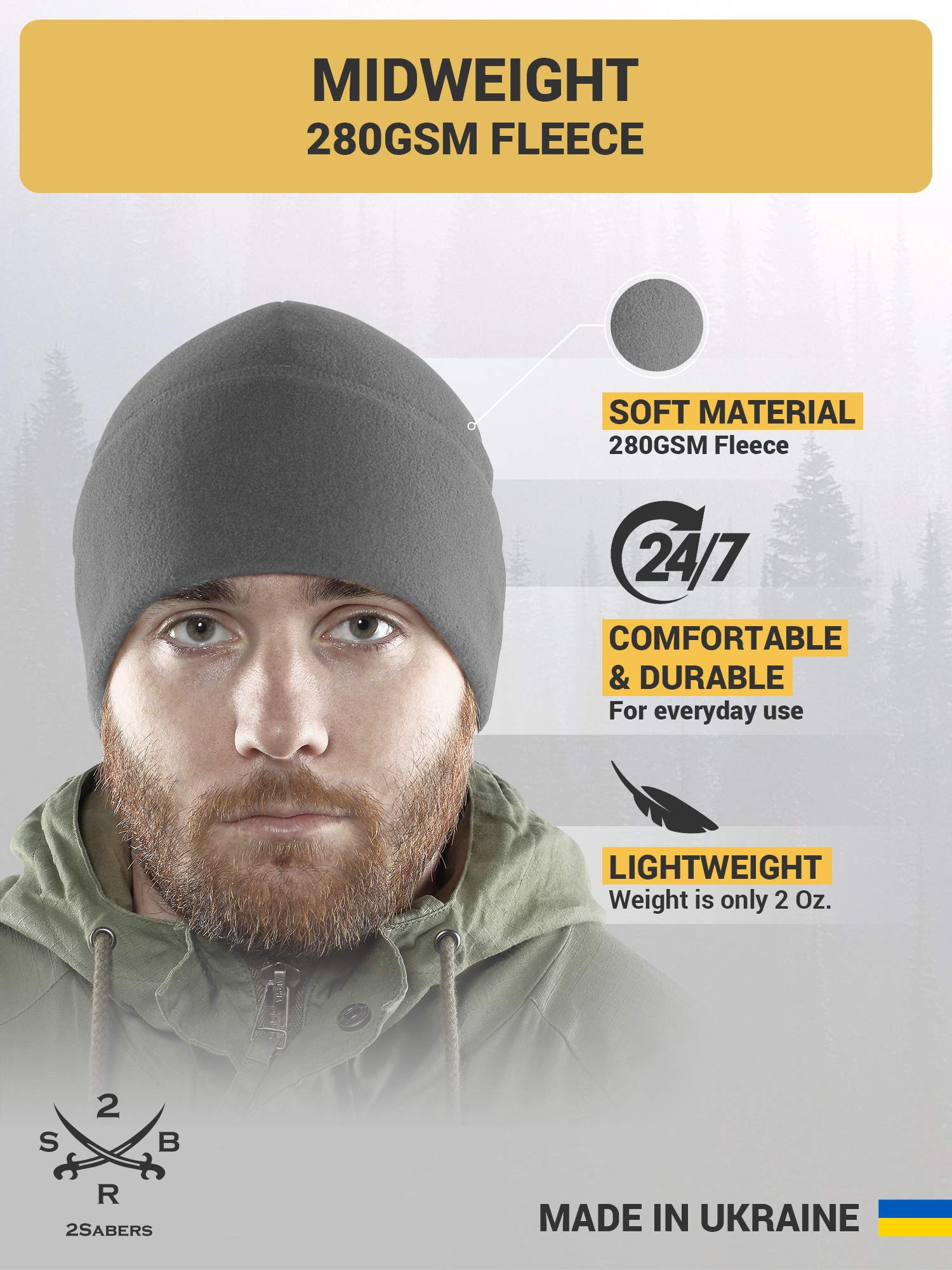 2SBR 2SABERS Fleece Winter Warm Watch Cap - Mens - Army Military Tactical Skull Beanie Hat