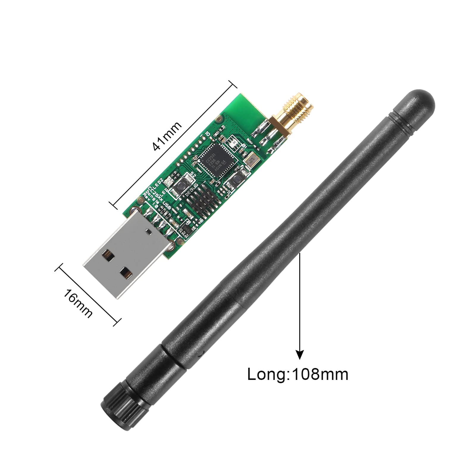 AITIAO 2Pcs Zigbee CC2531 Sniffer USB Dongle Bluetooth 4.0 Wireless Zigbee Analyzer Module with External Antenna