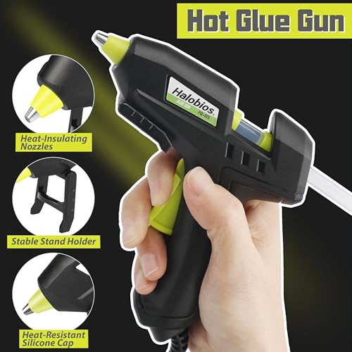 Hot Glue Gun, Halobios Glue Gun and Sticks Set Mini Glue Gun with Hardshell Carrying Case, Hot Glue Gun for School Office Crafts DIY Arts Quick Home Repairs