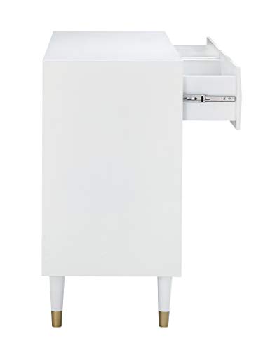 Linon Home Décor Sheerah Six Drawer Geo Texture White Dresser, Gold