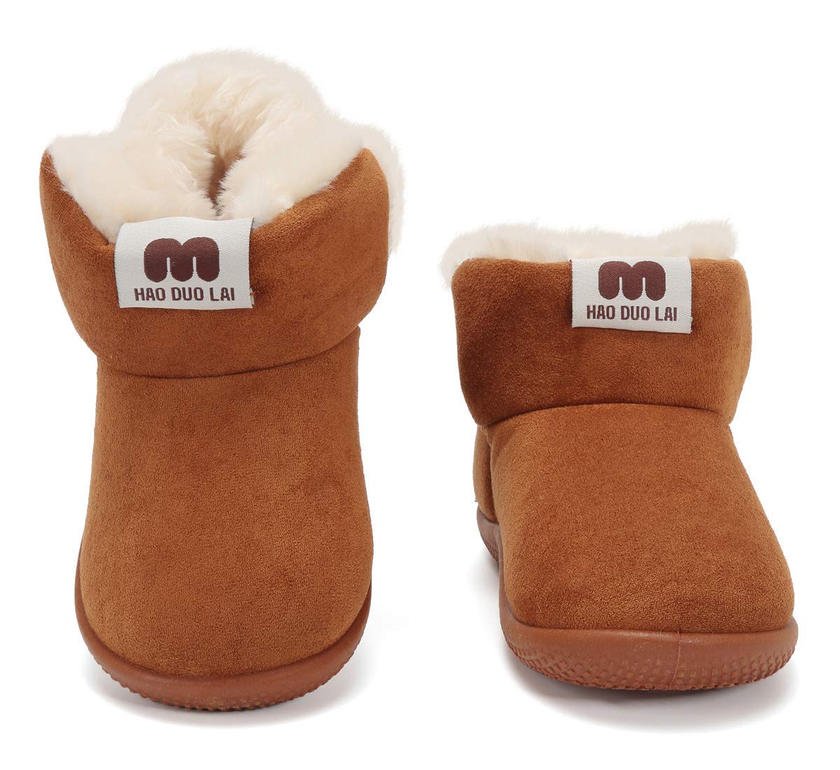 KEESKY Boy Toddler Boots Brown Fur Lined Warm Winter Shoes Size 7 M Toddler