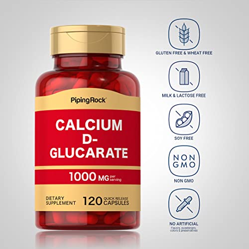 Calcium D Glucarate 1000mg | 120 Capsules | Non-GMO, Gluten Free Supplement | by Piping Rock